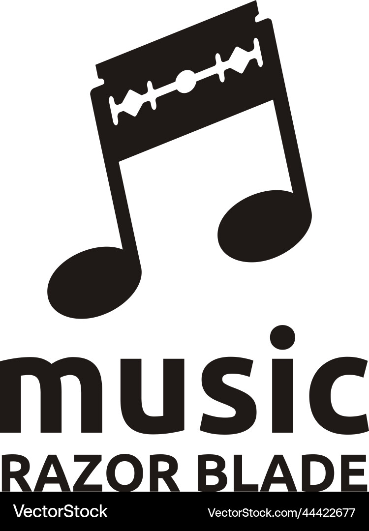 Music notes and razor blade logo design Royalty Free Vector