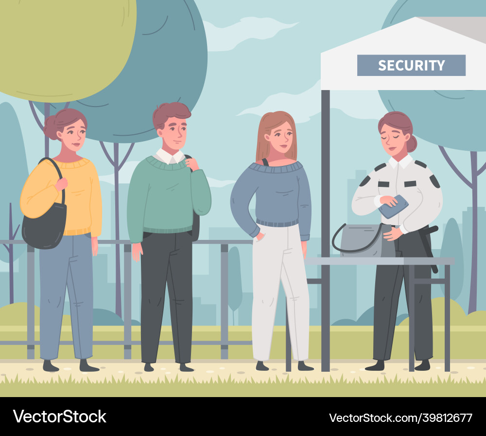 Outdoor security check composition Royalty Free Vector Image