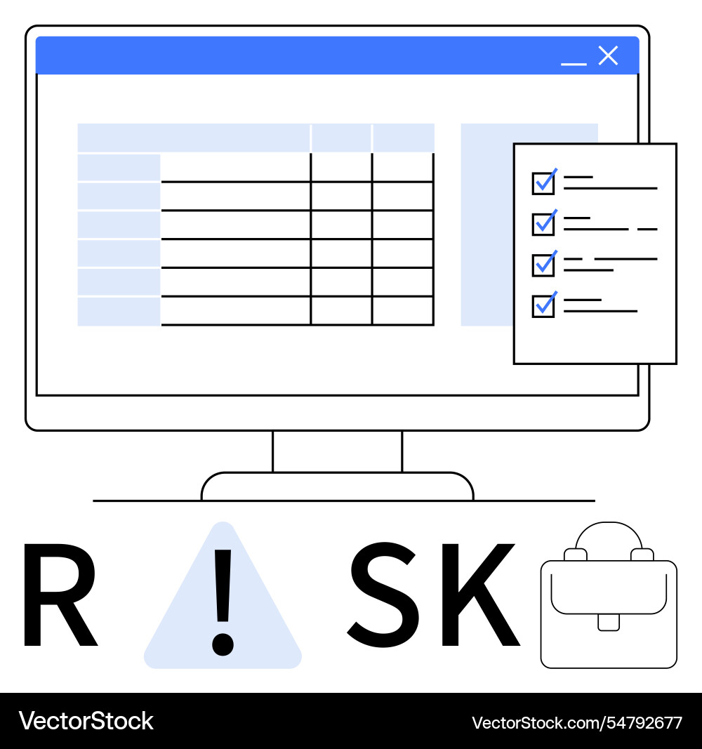 Risk assessment concept with computer screen Vector Image