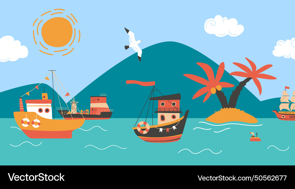 Sea or ocean transportation water logistic Vector Image