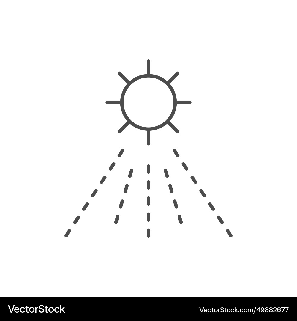 Sun shining line outline icon Royalty Free Vector Image
