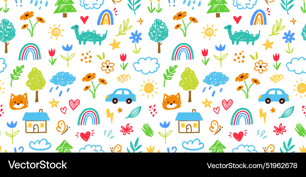 Cute kid flower child element seamless pattern Vector Image