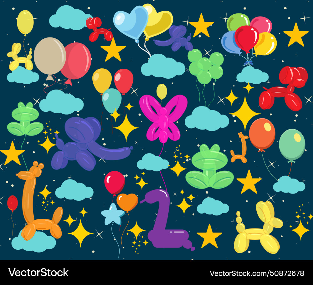 Differently shaped balloons Royalty Free Vector Image