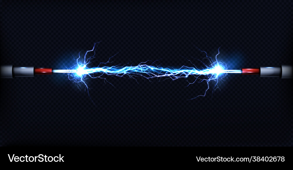 Electrical discharge between power cables Vector Image