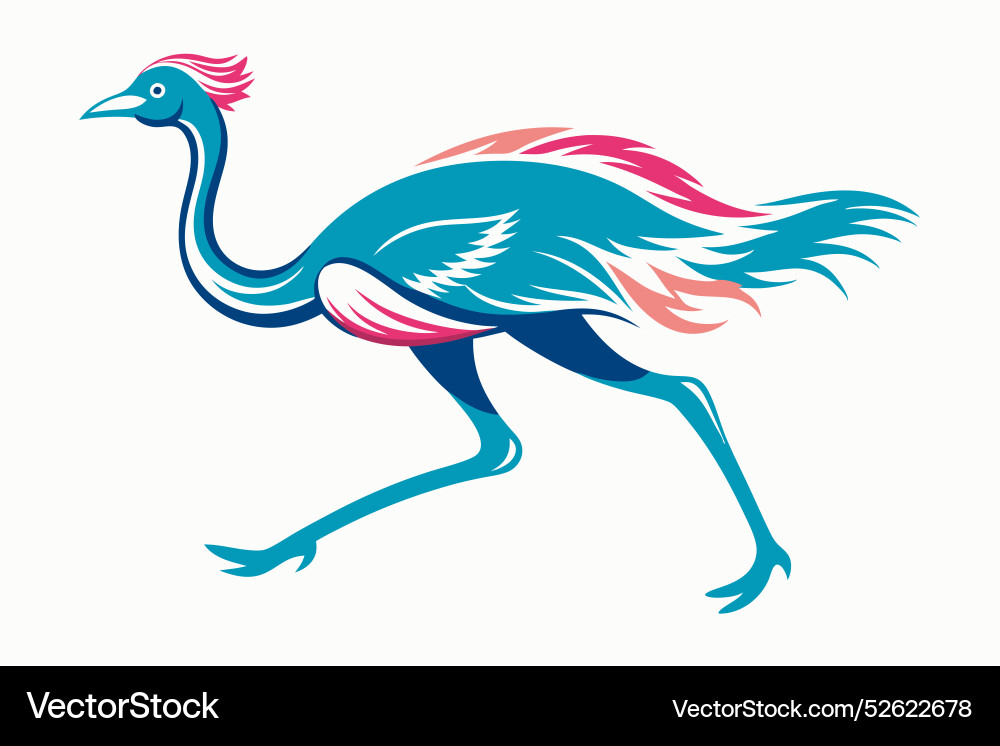 Ostrich run silhouette i Royalty Free Vector Image