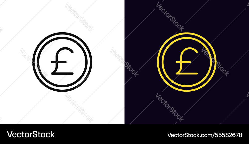 Outline pound coin icon with editable stroke Vector Image