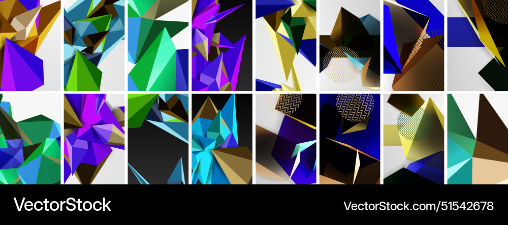 Set of low poly triangles poster geometric Vector Image