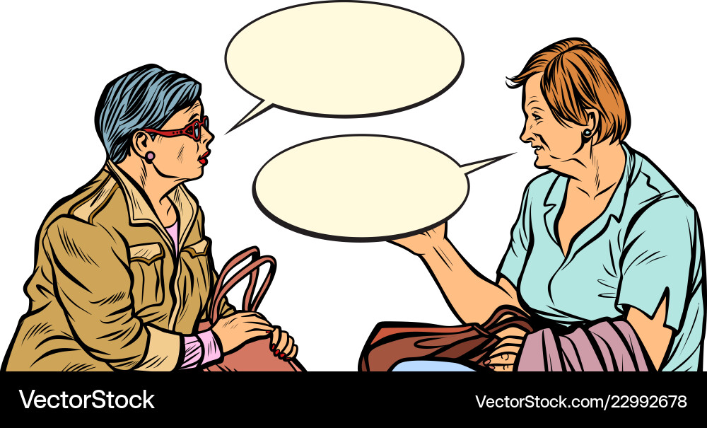 Two older ladies talking Royalty Free Vector Image