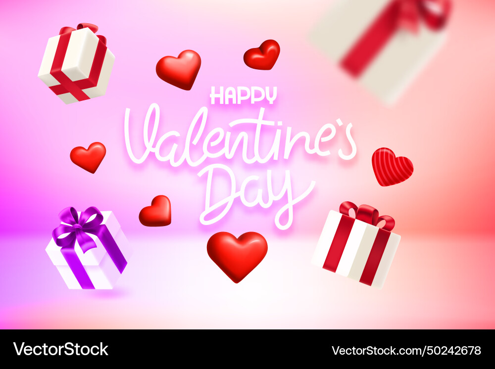 Vivid studio with heart shape gift boxes Vector Image
