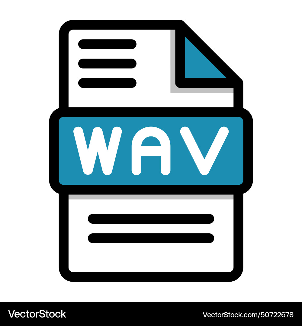 Wav file icon flat audio icons format Royalty Free Vector