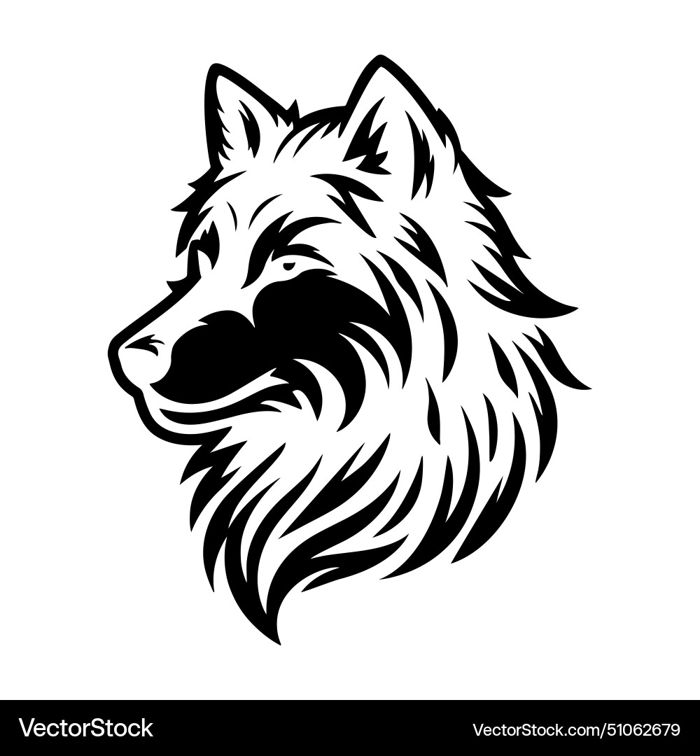 Black and white stylized wolf head silhouette Vector Image