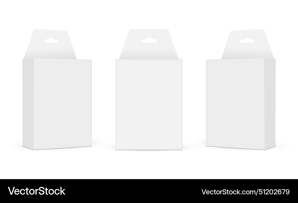 Boxes with hanging holes front and side view Vector Image