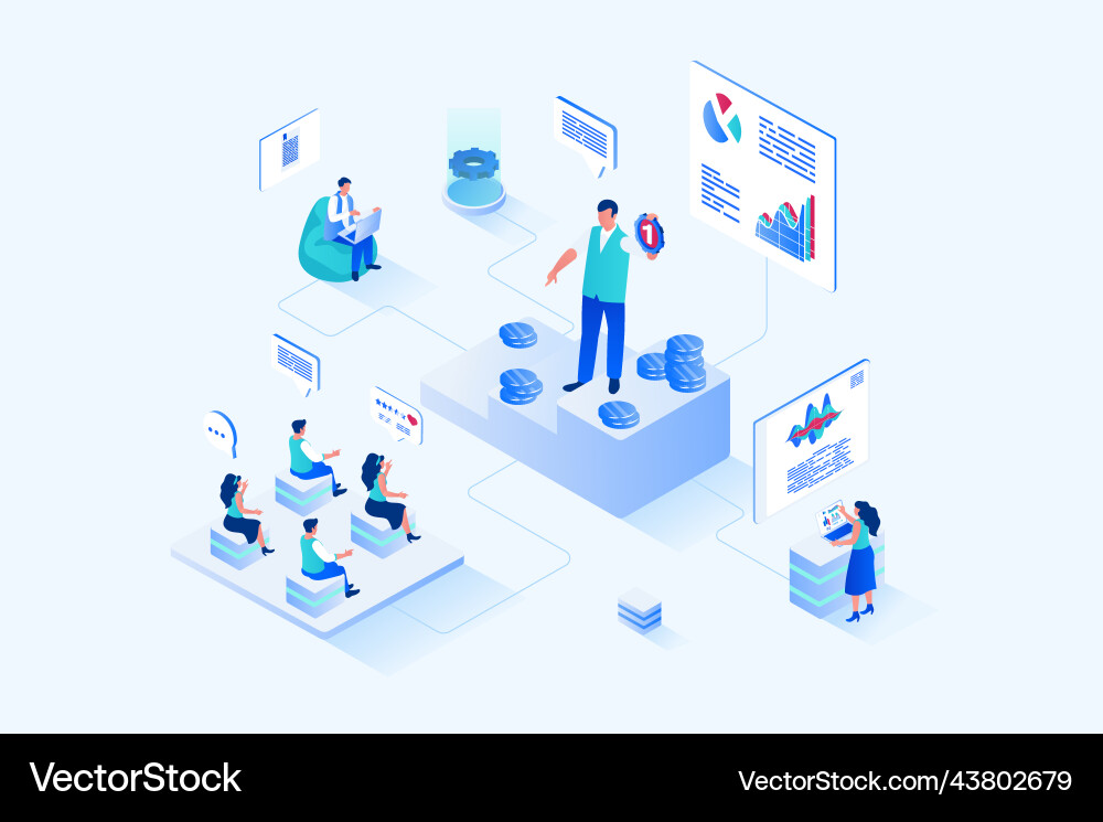 Business Coaching Isometric Royalty Free Vector Image