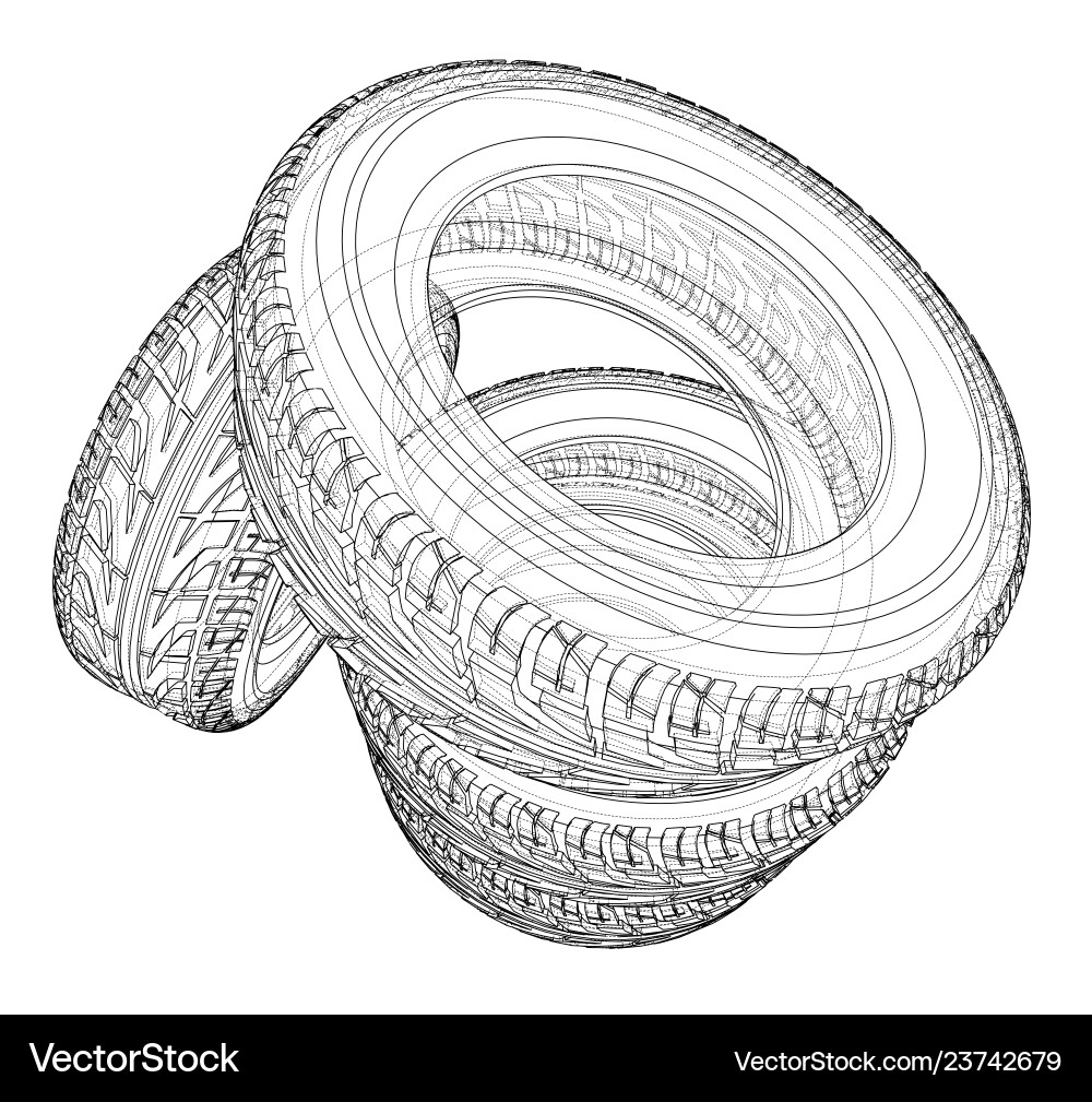 Car tires concept rendering of 3d Royalty Free Vector Image