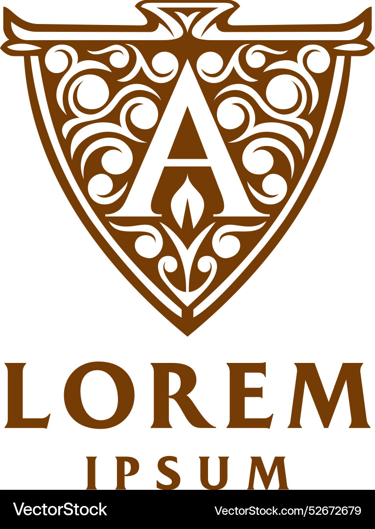 Classic decorative shield letter a logo vol 2 Vector Image