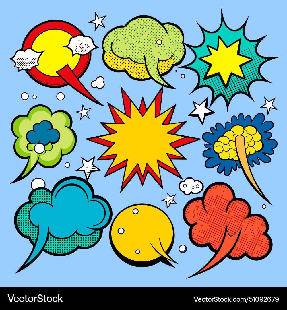 Comic speech bubbles on a various styles Vector Image