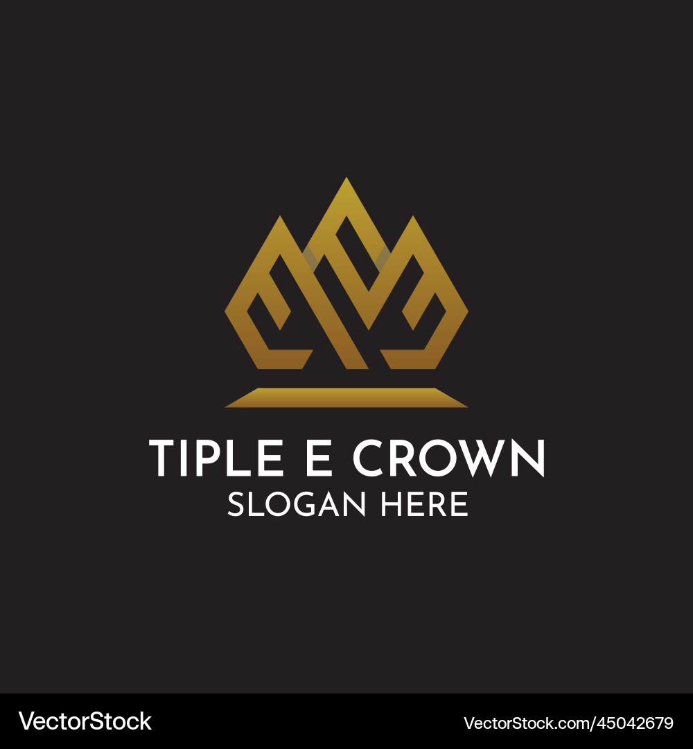 Crown triple e letter logo image Royalty Free Vector Image
