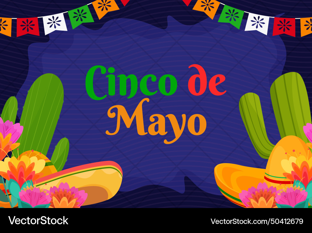 Flat cinco de mayo mexican festival background Vector Image