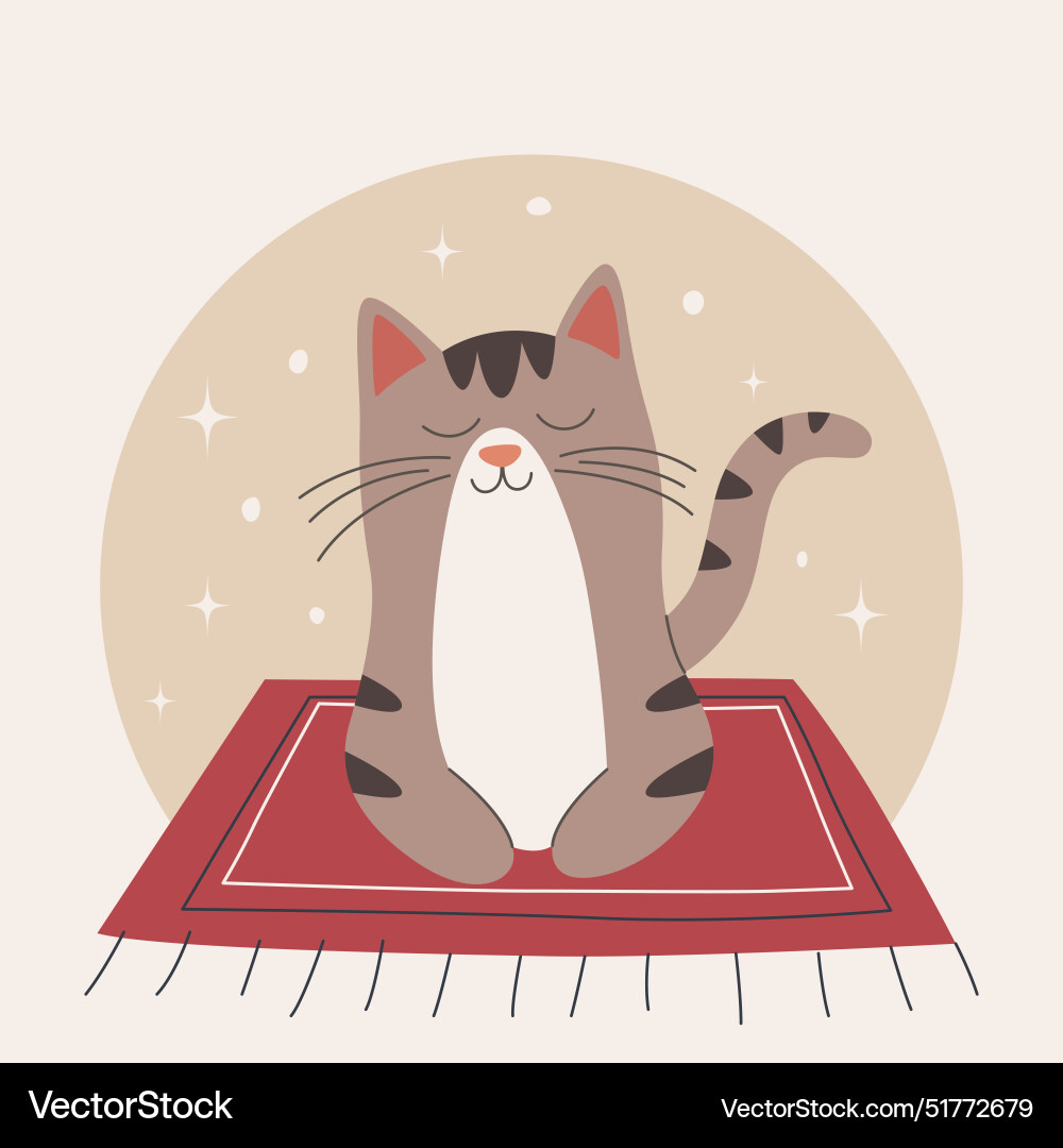 Flat grey dreaming cat cartoon cat lying Vector Image