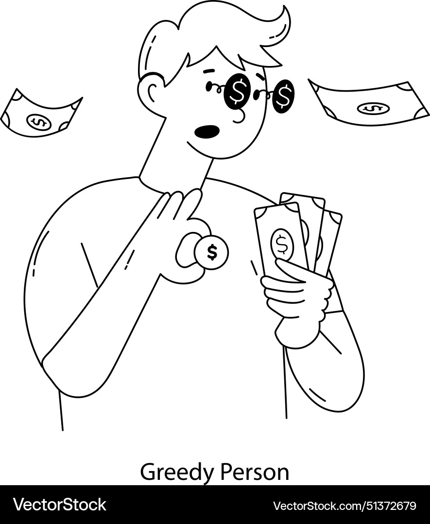 Greedy person Royalty Free Vector Image - VectorStock