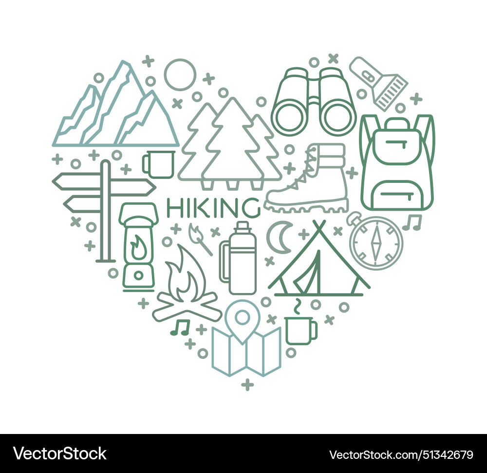 Hiking line icons set Royalty Free Vector Image