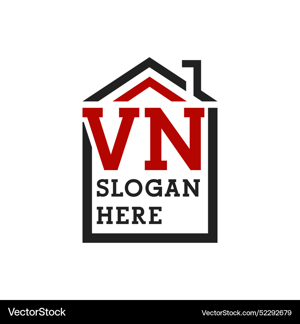 Initial vn house logo for roofing letter real Vector Image