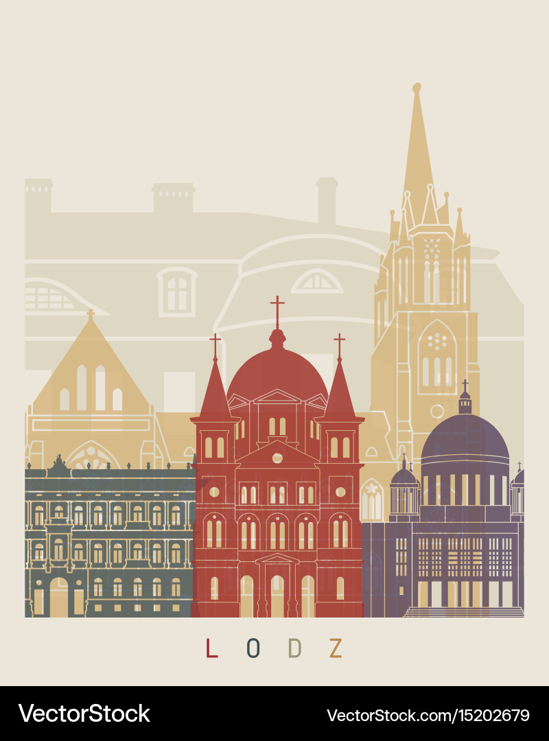 Lodz skyline poster Royalty Free Vector Image - VectorStock