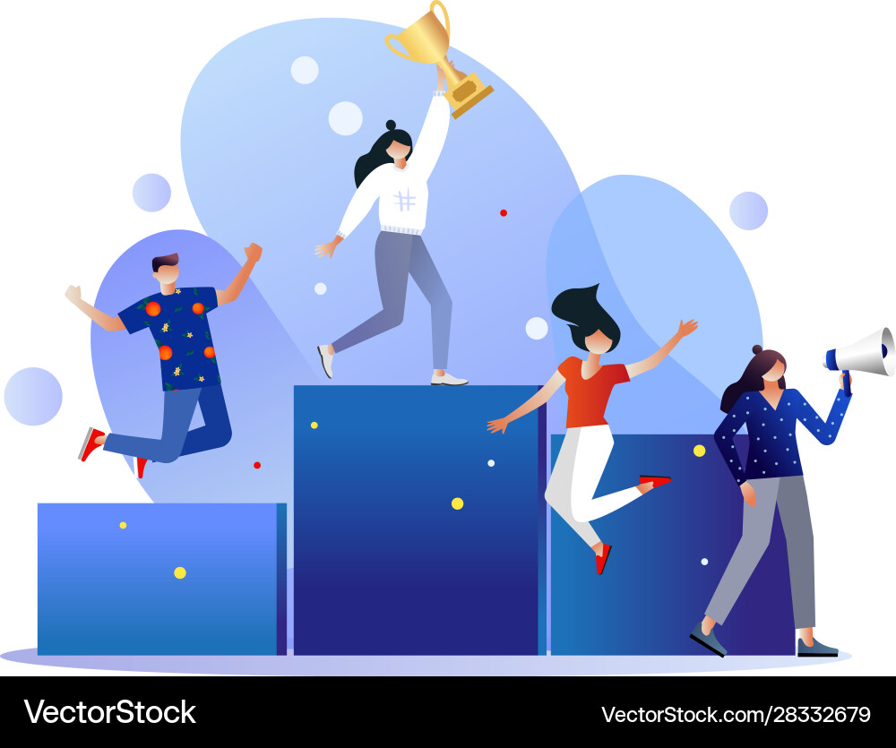 People holding trophy concept Royalty Free Vector Image