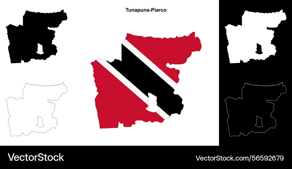 Tunapuna-piarco outline map Royalty Free Vector Image