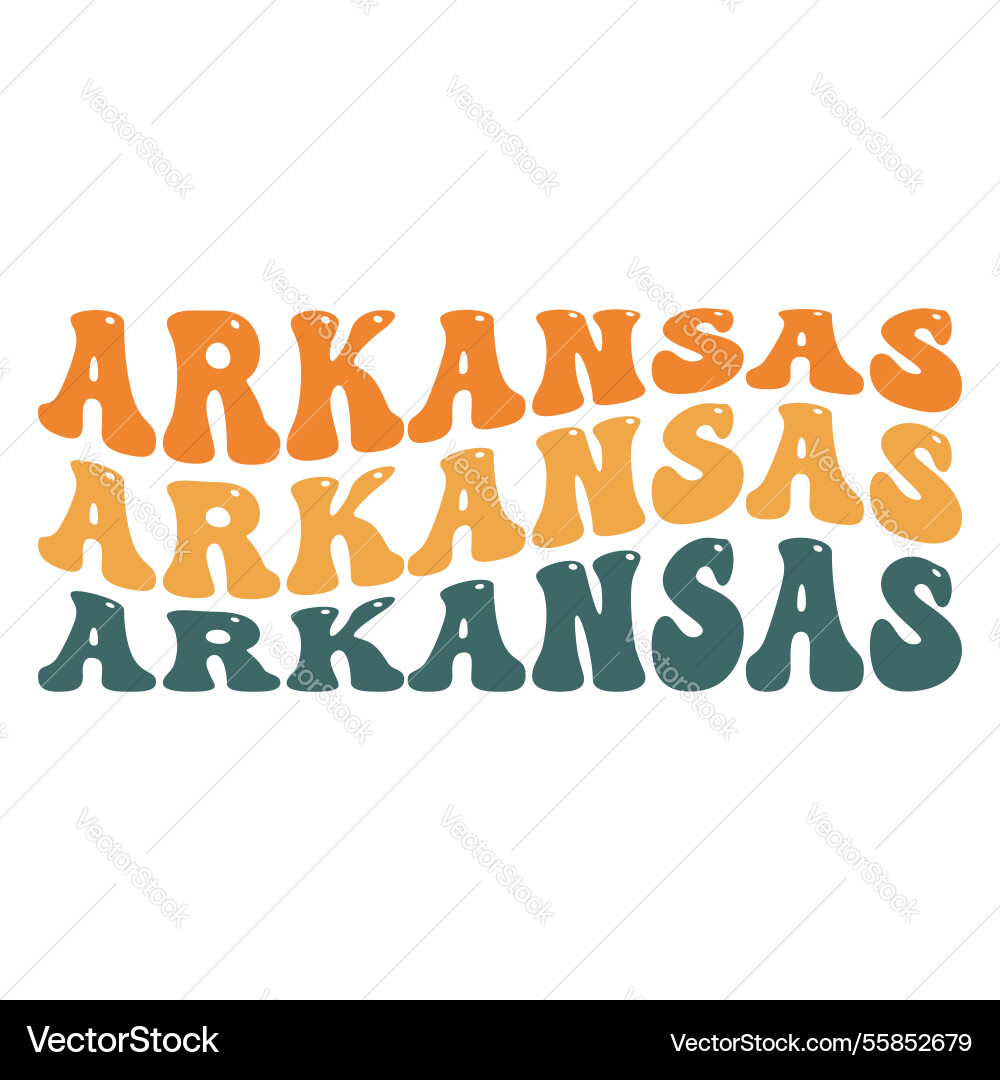 Wavy arkansas usa lettering design Royalty Free Vector Image