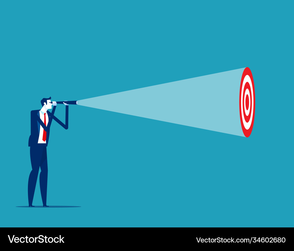 Business looking through telescope searching Vector Image