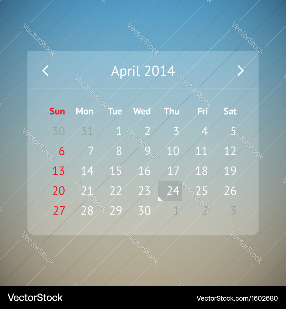 Calendar page for april 2014 Royalty Free Vector Image