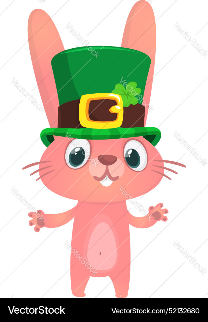 Cartoon happy bunny rabbit character wearing st Vector Image