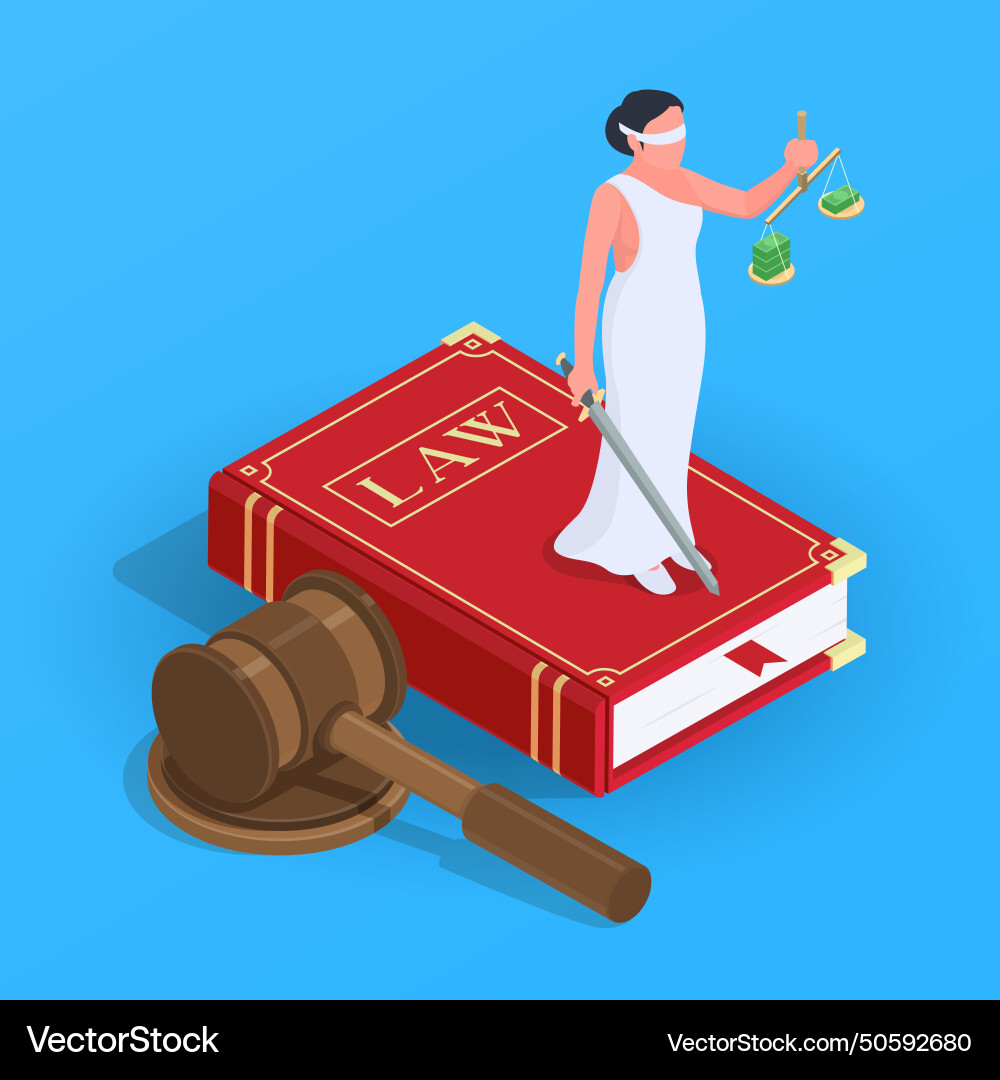Corruption justice isometric composition Vector Image