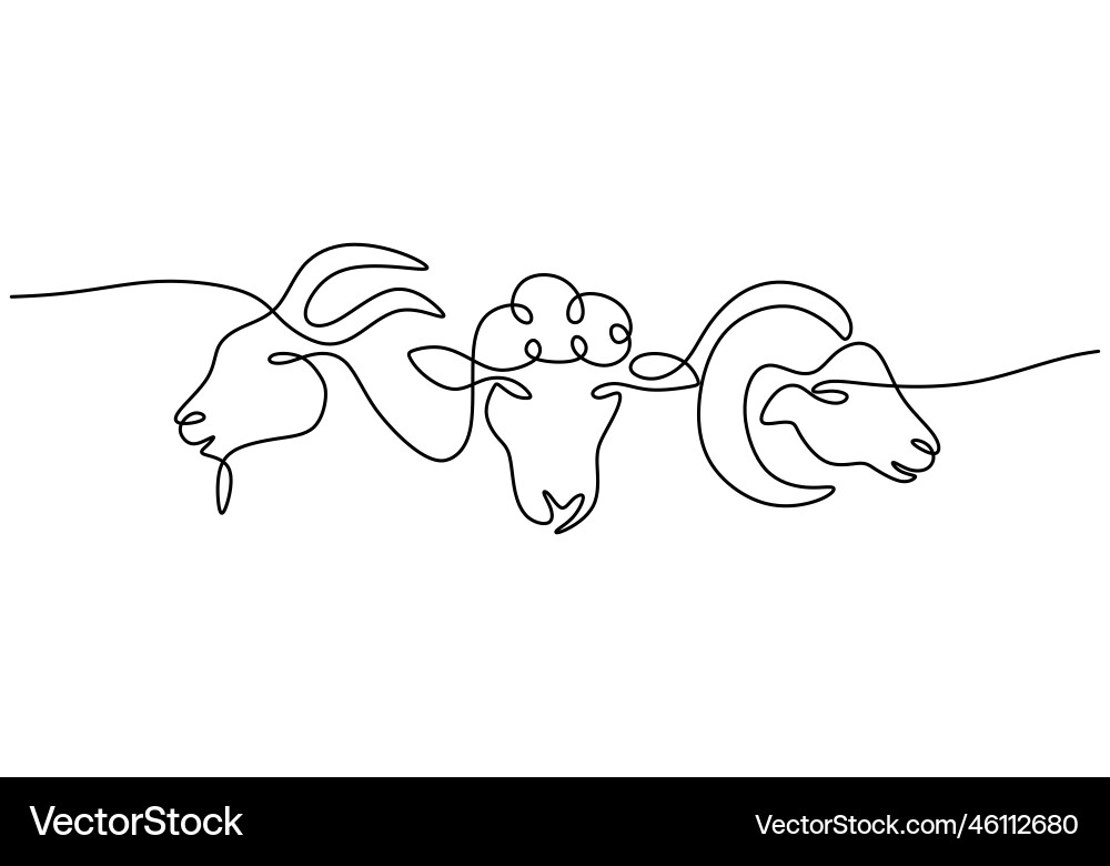 One continuous single line hand drawing of three Vector Image