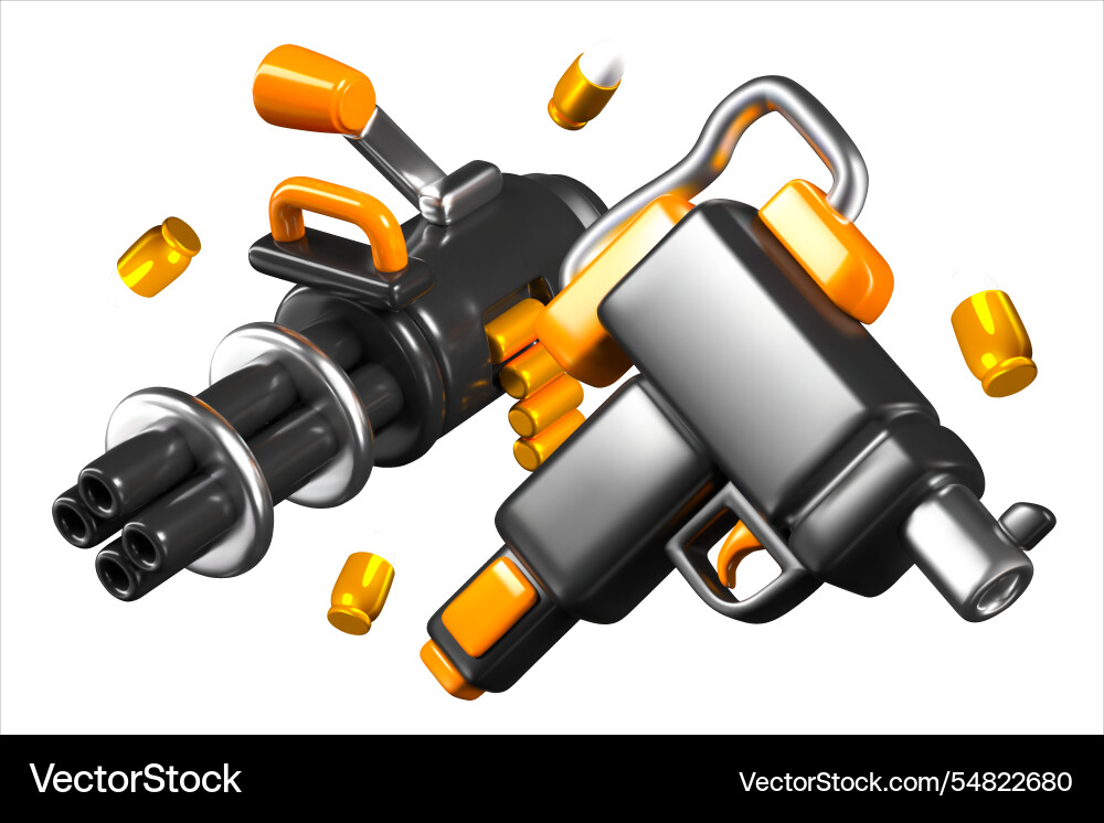 Realistic minigun and uzi gun bullets Royalty Free Vector
