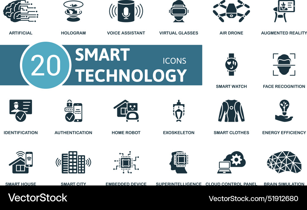 Smart technology icon set artificial hologram Vector Image