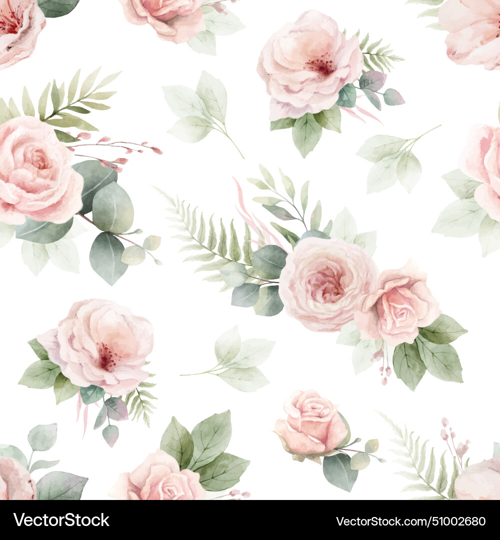 Watercolor floral seamless pattern pink Royalty Free Vector