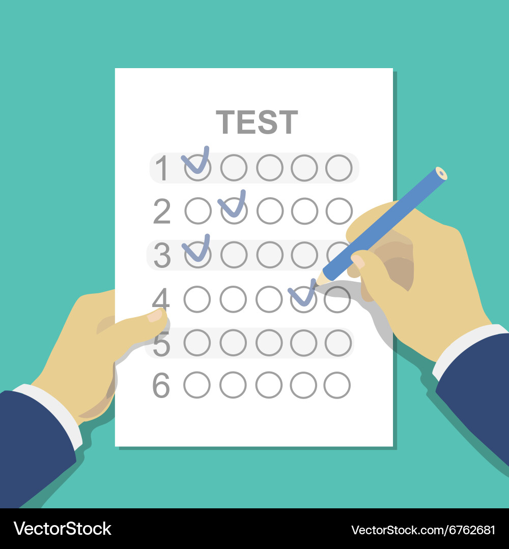 Answers to exam test answer sheet with pencil Vector Image