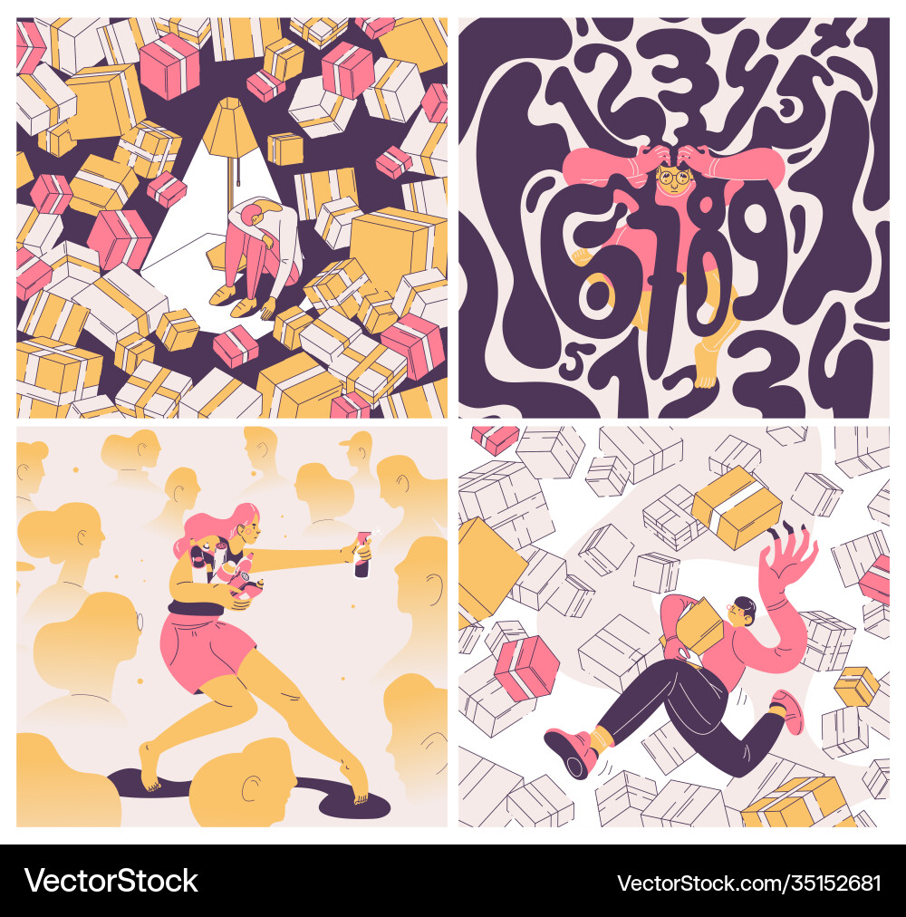 Concept square with people suffering from ocd Vector Image