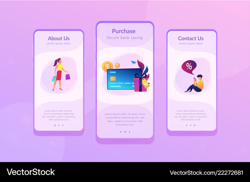 Debit card app interface template Royalty Free Vector Image