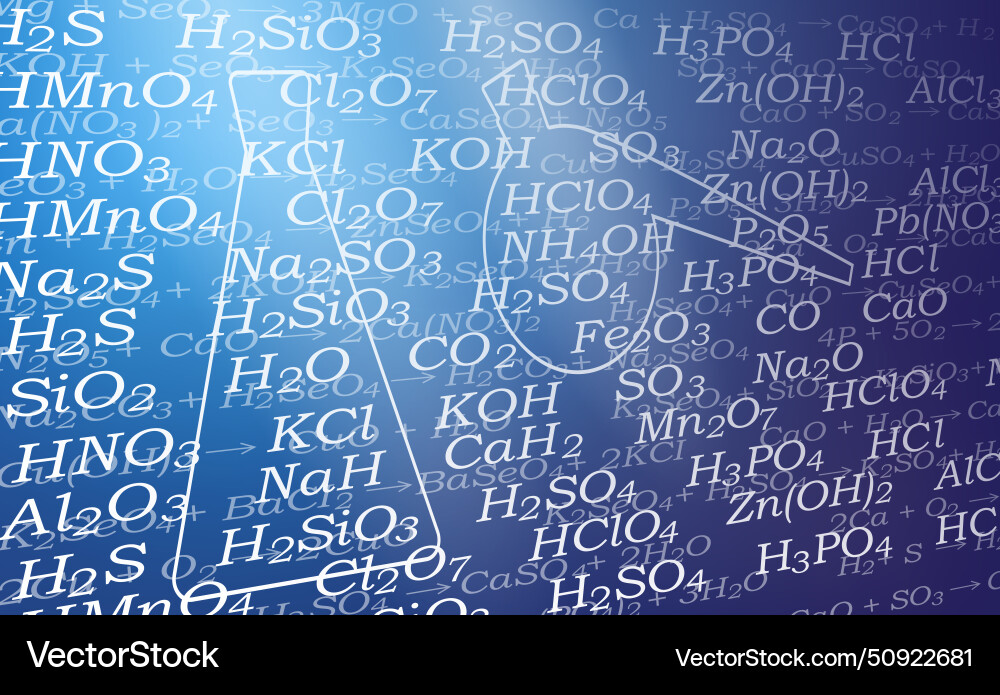 Formulas and equations in chemistry Royalty Free Vector