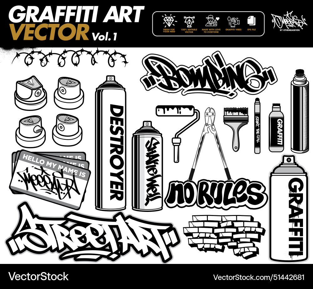 Graffiti tools Royalty Free Vector Image - VectorStock