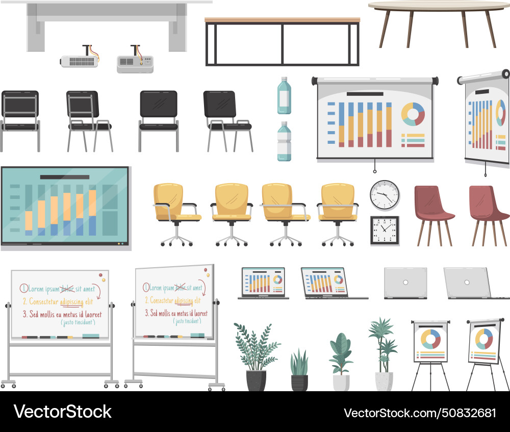 Meeting room cartoon set Royalty Free Vector Image