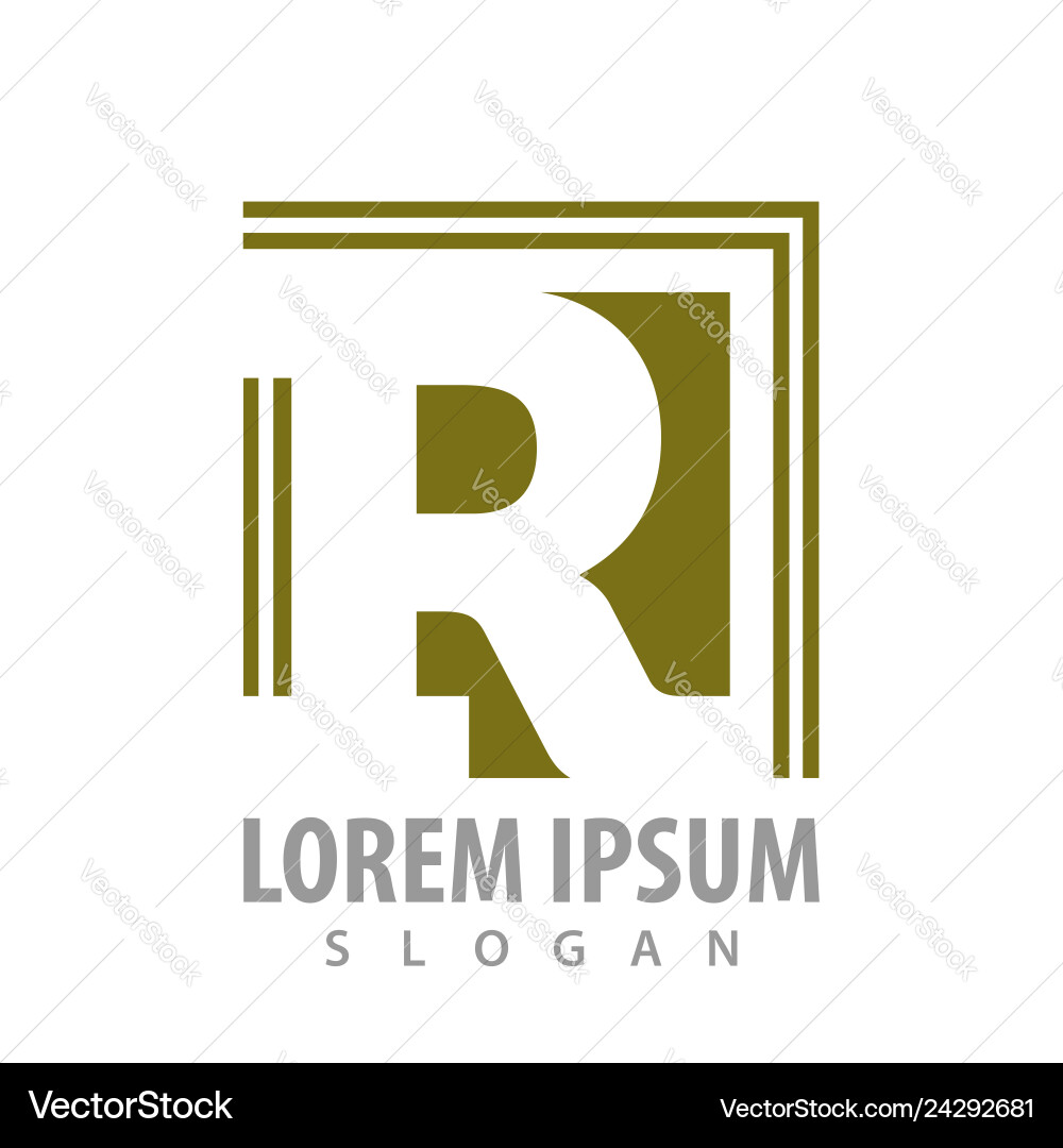 Monogram R Square Letter Symbol Royalty Free Vector Image