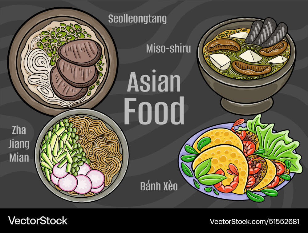 Popular asian food hand-drawn Royalty Free Vector Image