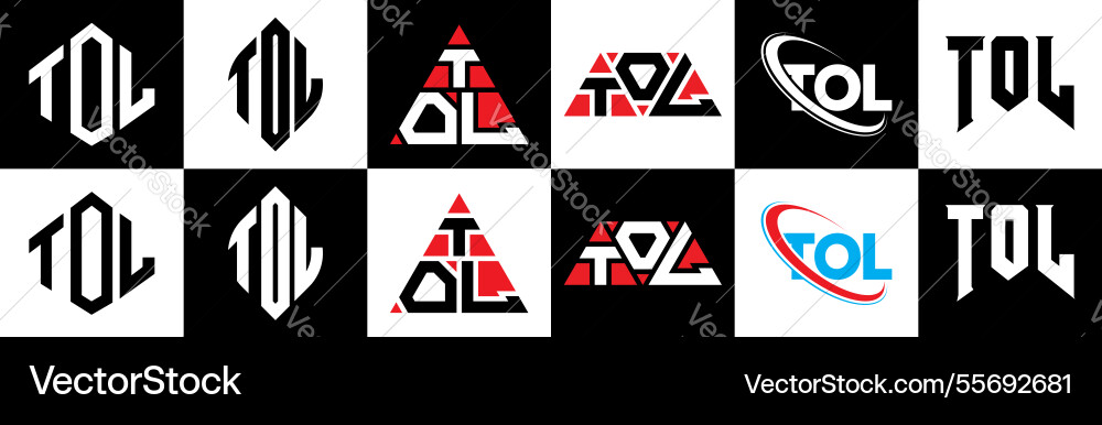 Tol letter logo design in six style polygon Vector Image