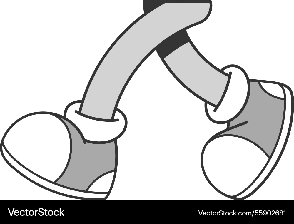 Walking retro feet doodle animation Royalty Free Vector