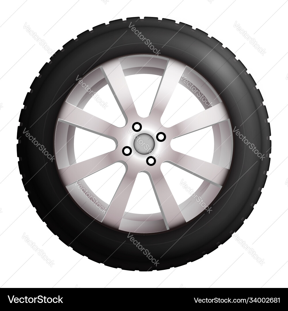 Wheel with tire and winter rubber tread Royalty Free Vector