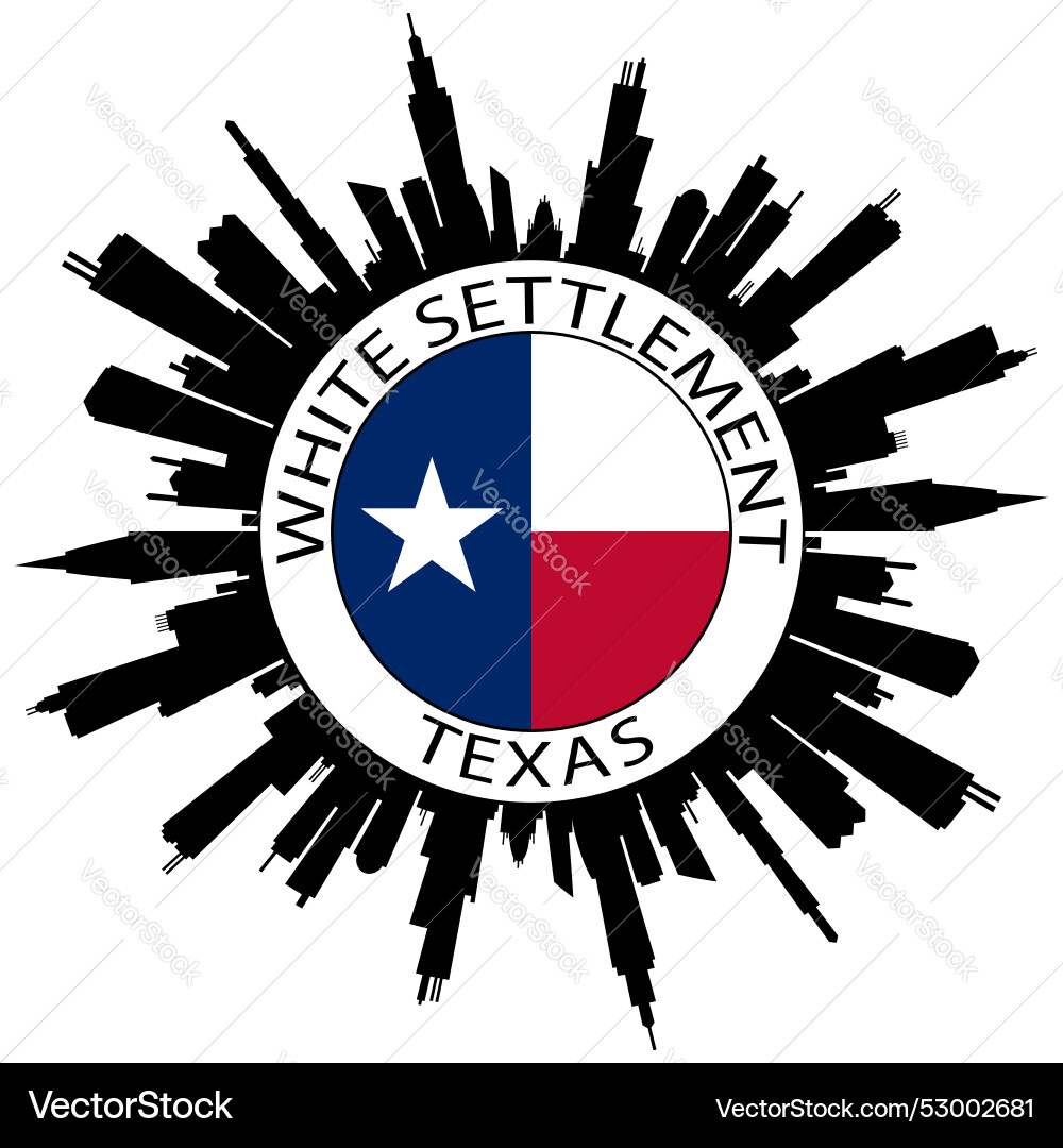 White settlement skyline texas flag usa sticker Vector Image